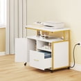 DEXTRUS File Cabinet with Charging Station, Rolling Lateral Filing Cart ...