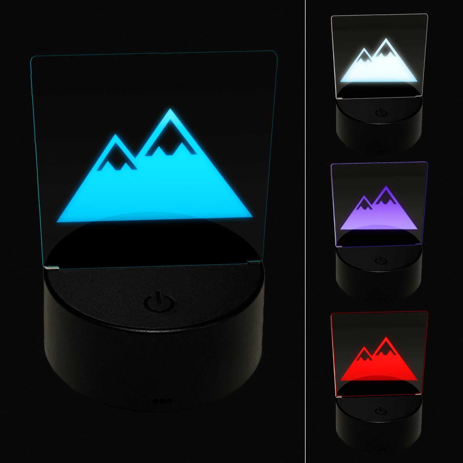 Snow Topped Mountains LED Night Light Sign 3D Illusion Desk Nightstand ...
