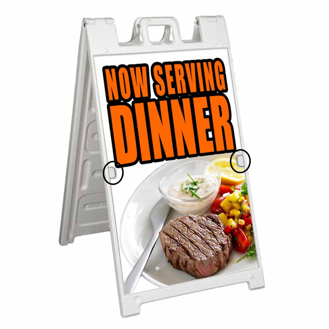 Now Serving Dinner (24" X 36") Deluxe A-Frame Signicade, Includes 2 ...