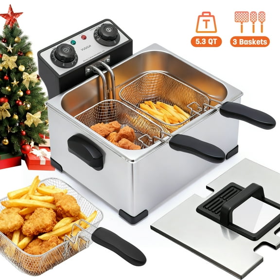 Presto FryDaddy 4-Cup Electric Deep Fryer, 1200W Nonstick Compact ...