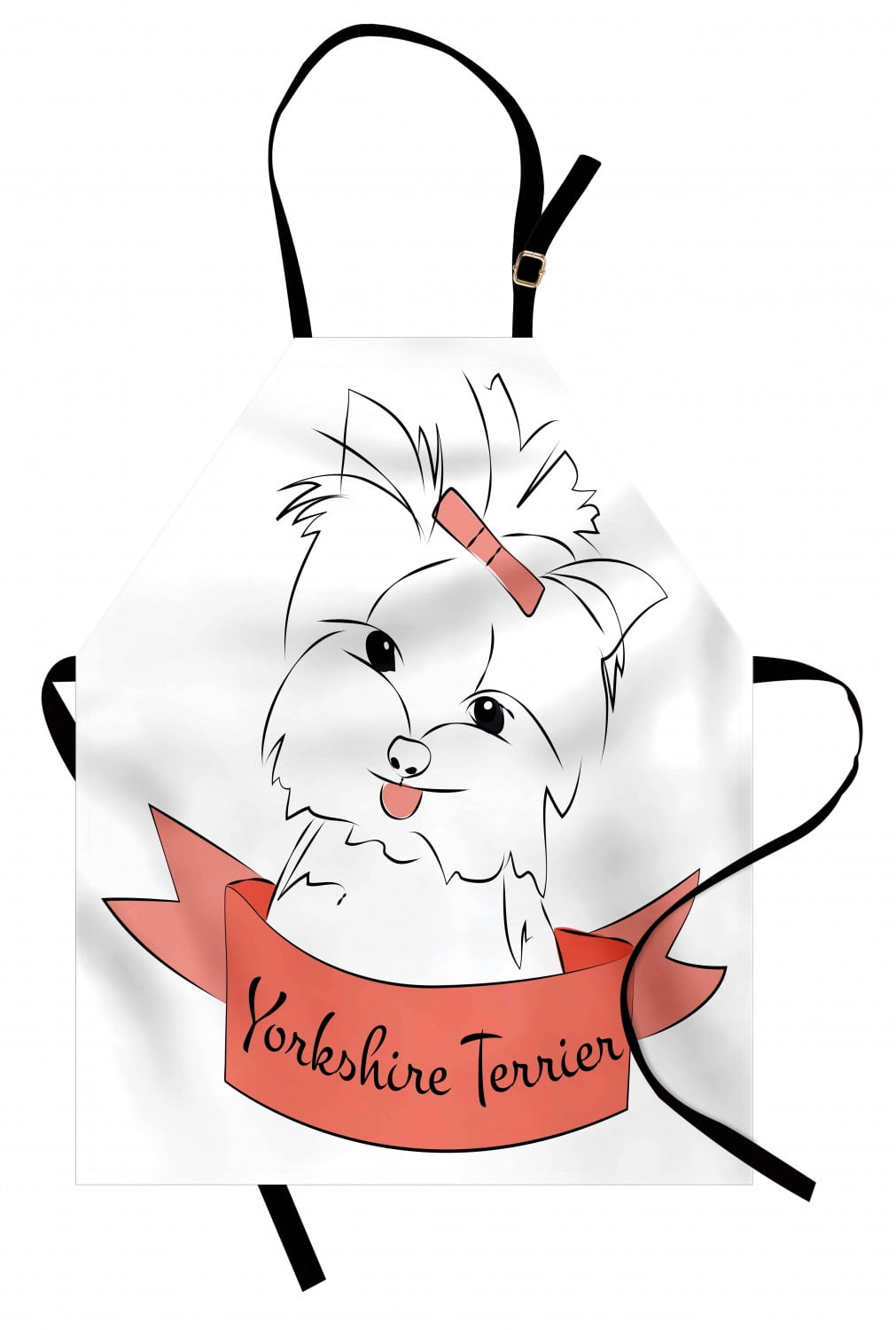Yorkie Apron Cute Puppy with Hair Buckle Yorkie Terrier Animal Ribbon ...