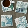 Thirstystone "Coral Life" 4-Pack Absorbent Tumbled Tile Coasters 4 ...
