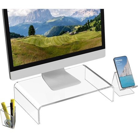 Acrylic Monitor Stand, Desktop Riser Table Top with Storage Accessories ...