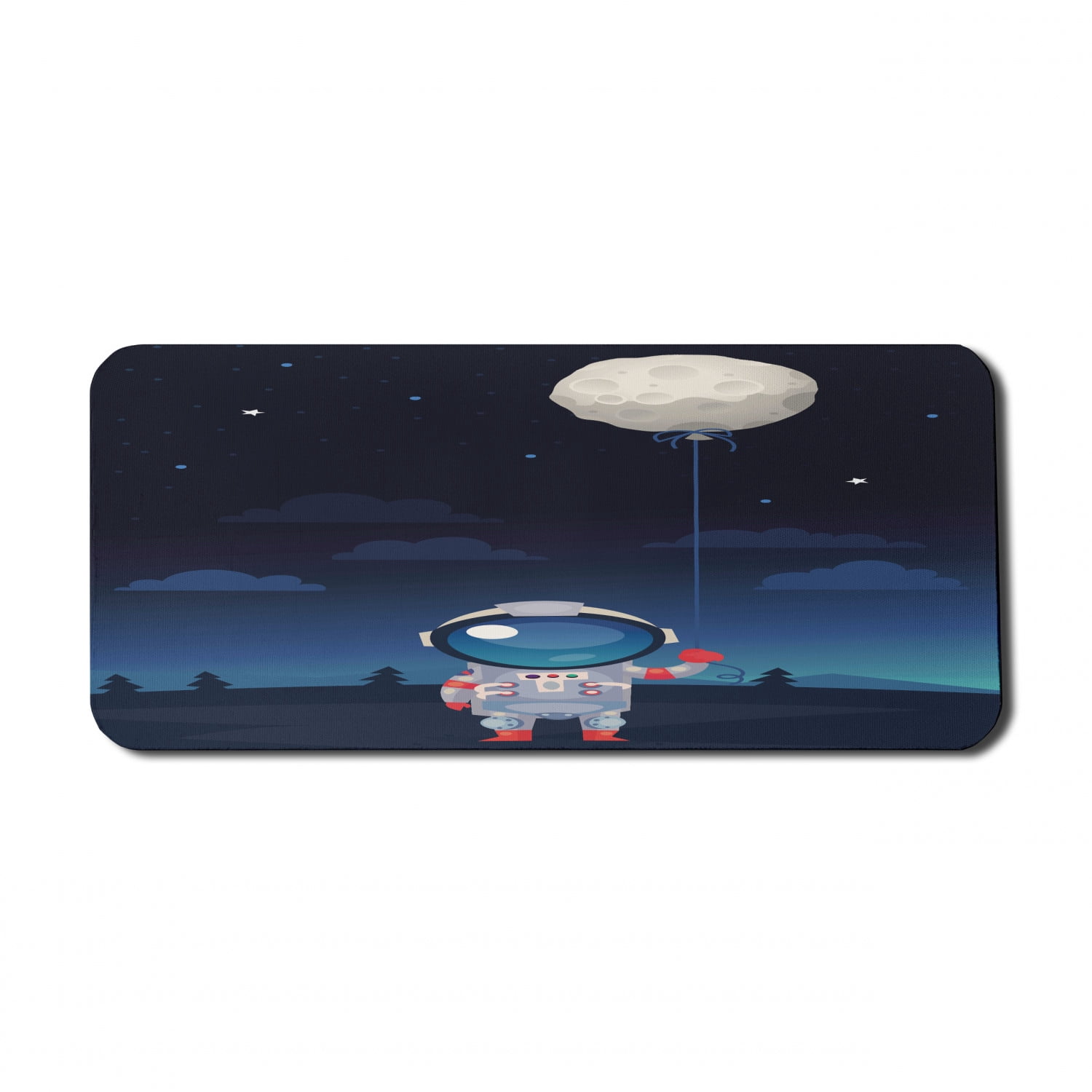 Space Computer Mouse Pad, Astronaut in Spacesuit Holding a Moon Shaped ...