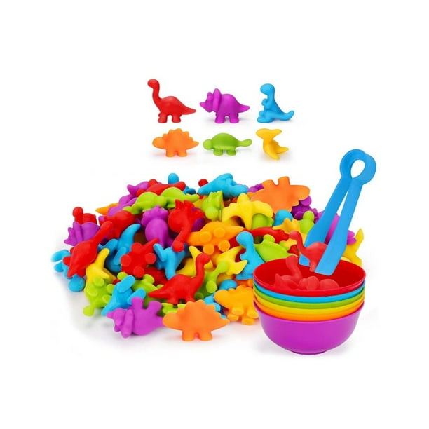 Counting Dinosaur Toys Matching Games with Sorting Bowls Preschool ...