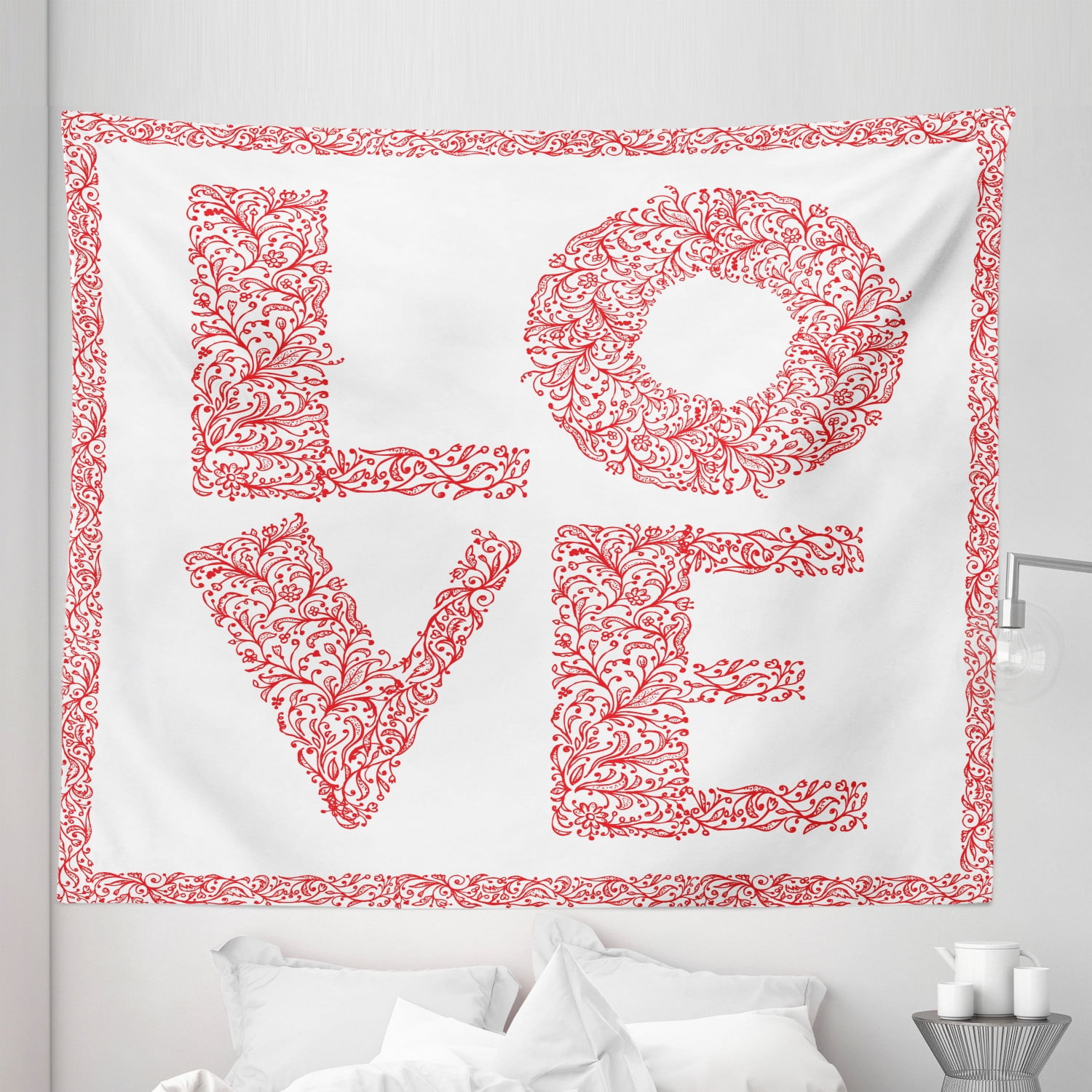Love Tapestry, Word Love with Floral Ornament Nature Inspiration ...