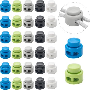 50 Pack Round Cord locks, Plastic Toggle Spring Stopper Single Hole for ...