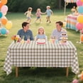 2 Pack Brown Gingham Tablecloth Disposable 54 × 108 Inch Brown and ...