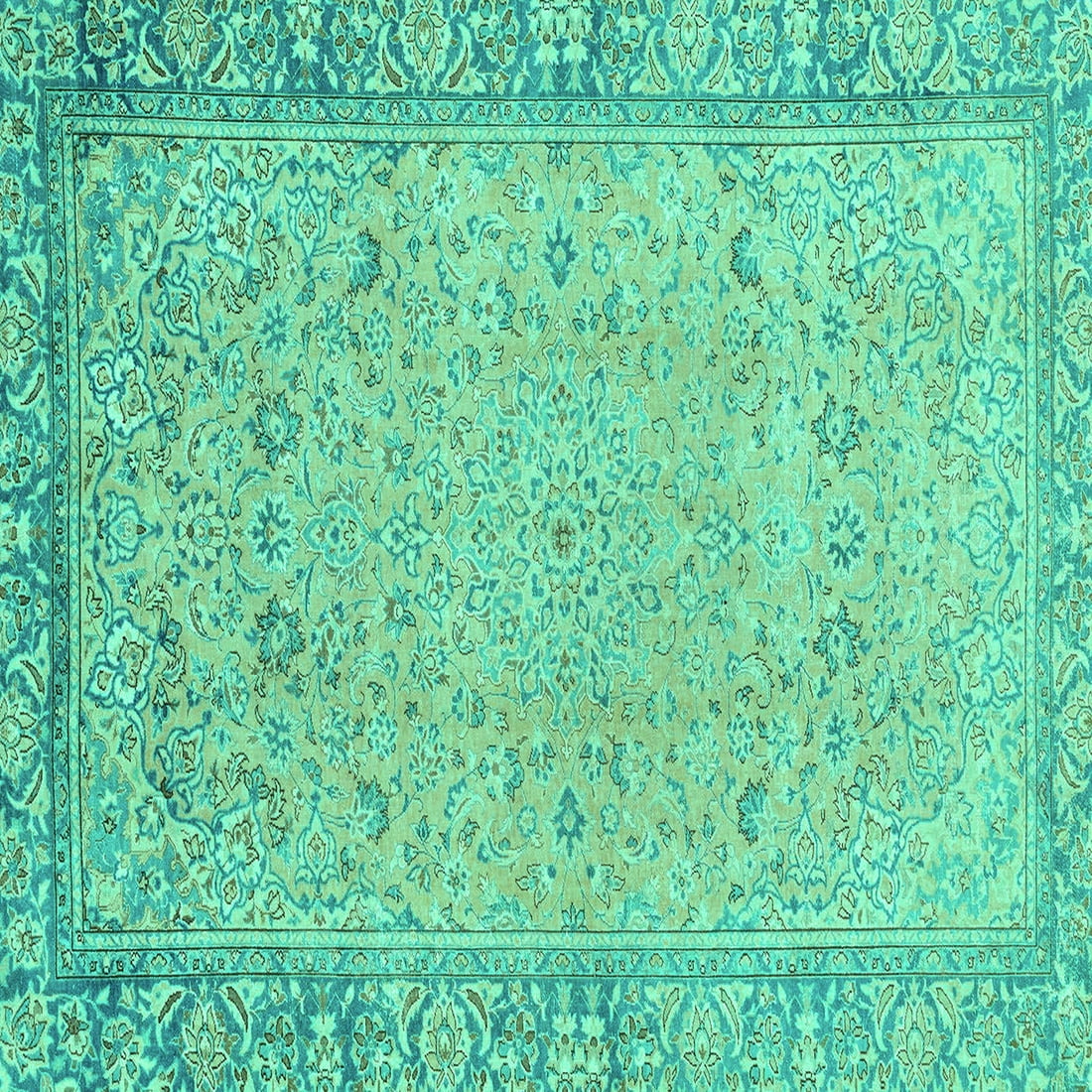 Ahgly Company Indoor Square Abstract Turquoise Blue Modern Area Rugs, 4 ...