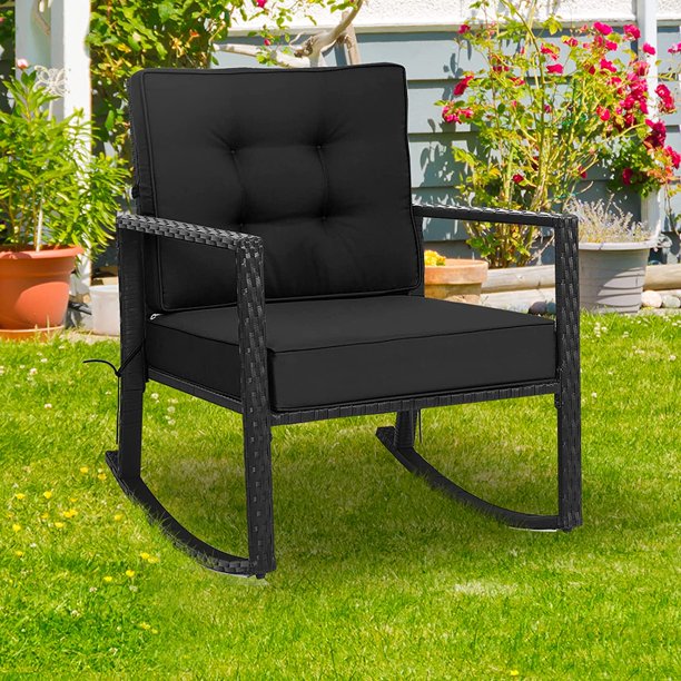 ORALNER Patio Rocking Chair Outdoor Furniture, Rattan Glider Wicker ...