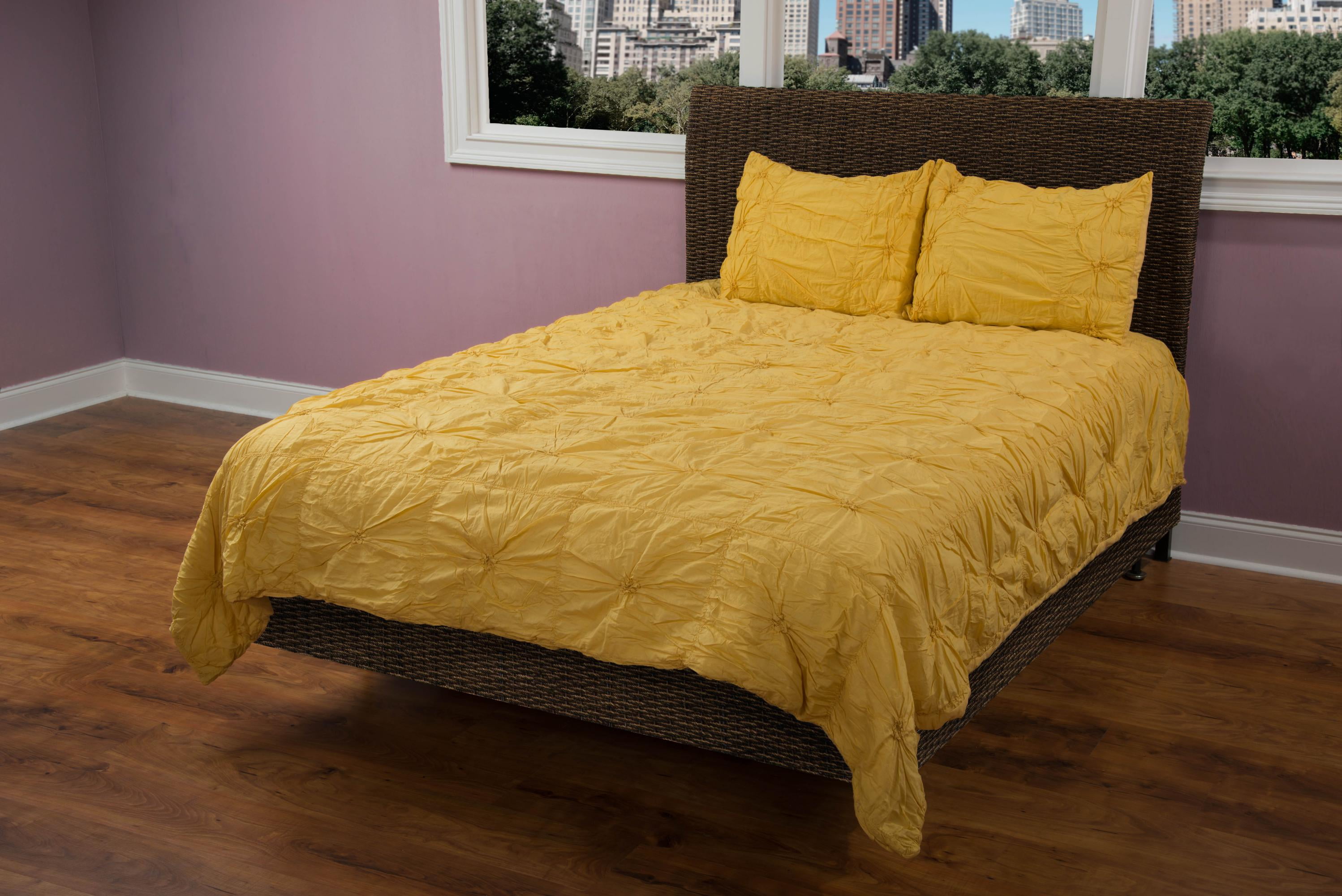 Rizzy Home Cotton 90"x92" Yellow Solid Bedding - Walmart.com - Walmart.com