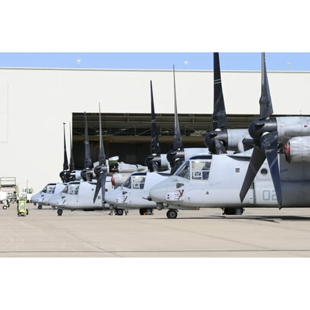 Line-up of U.S. Marine Corps MV-22B Osprey aircraft on at Marine Corps ...