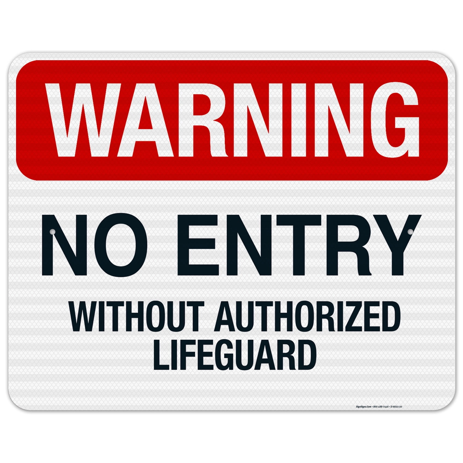 No Entry Without Authorized Lifeguard Sign, Pool Sign, - Walmart.com