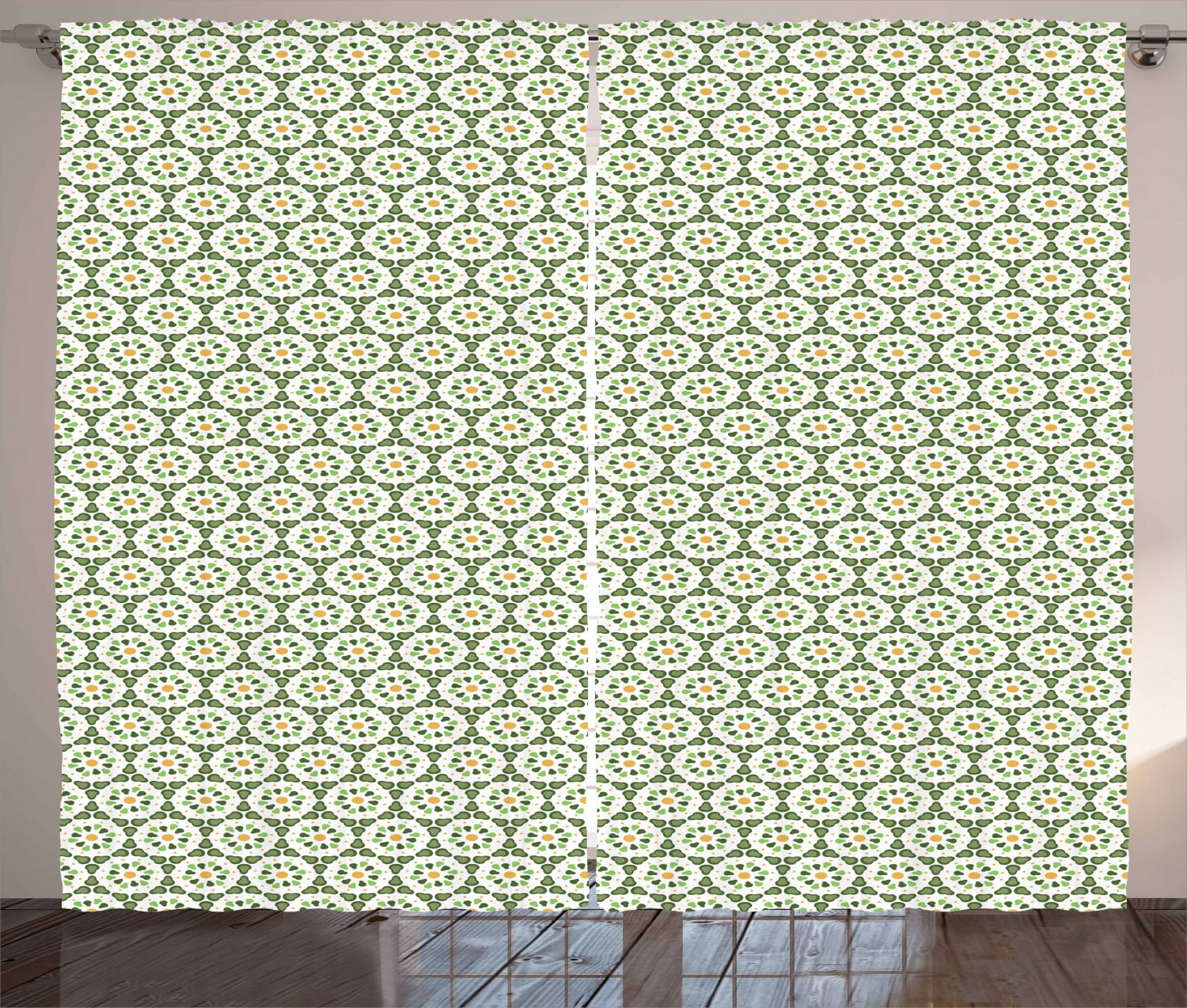 Geometric Curtains 2 Panels Set, Hexagon Pattern Design Abstract ...
