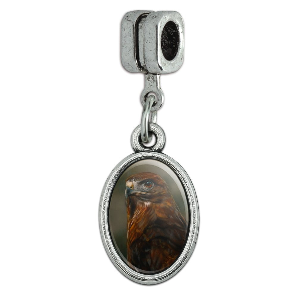 Red-Tailed Hawk Raptor Portrait Italian European Style Bracelet Oval ...