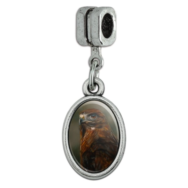 Red-Tailed Hawk Raptor Portrait Italian European Style Bracelet Oval ...