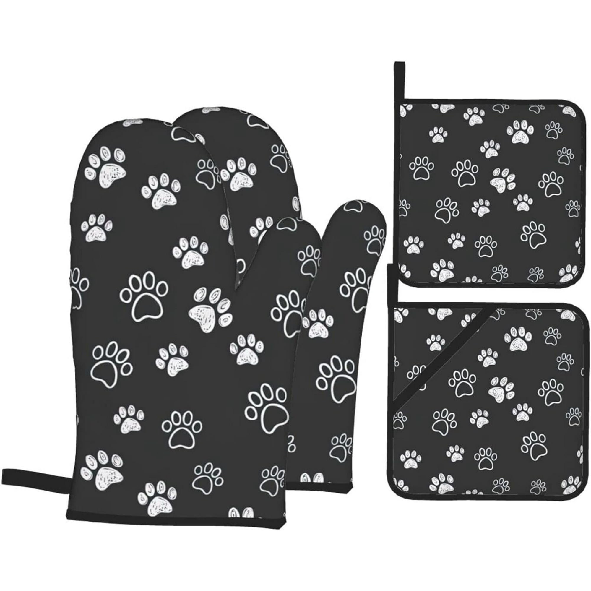 Click here for Pisonic Cute Cat Dog Paw Print Oven Mitts And Pot... prices