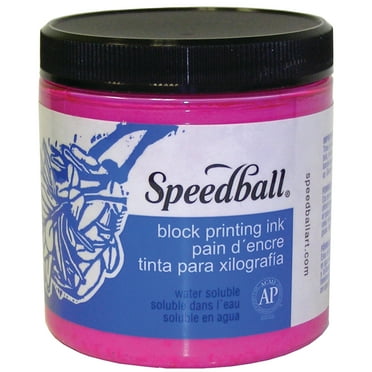 Speedball Block Printing Ink, Water-Based, 8 oz. Jar, Fluorescent Lime ...