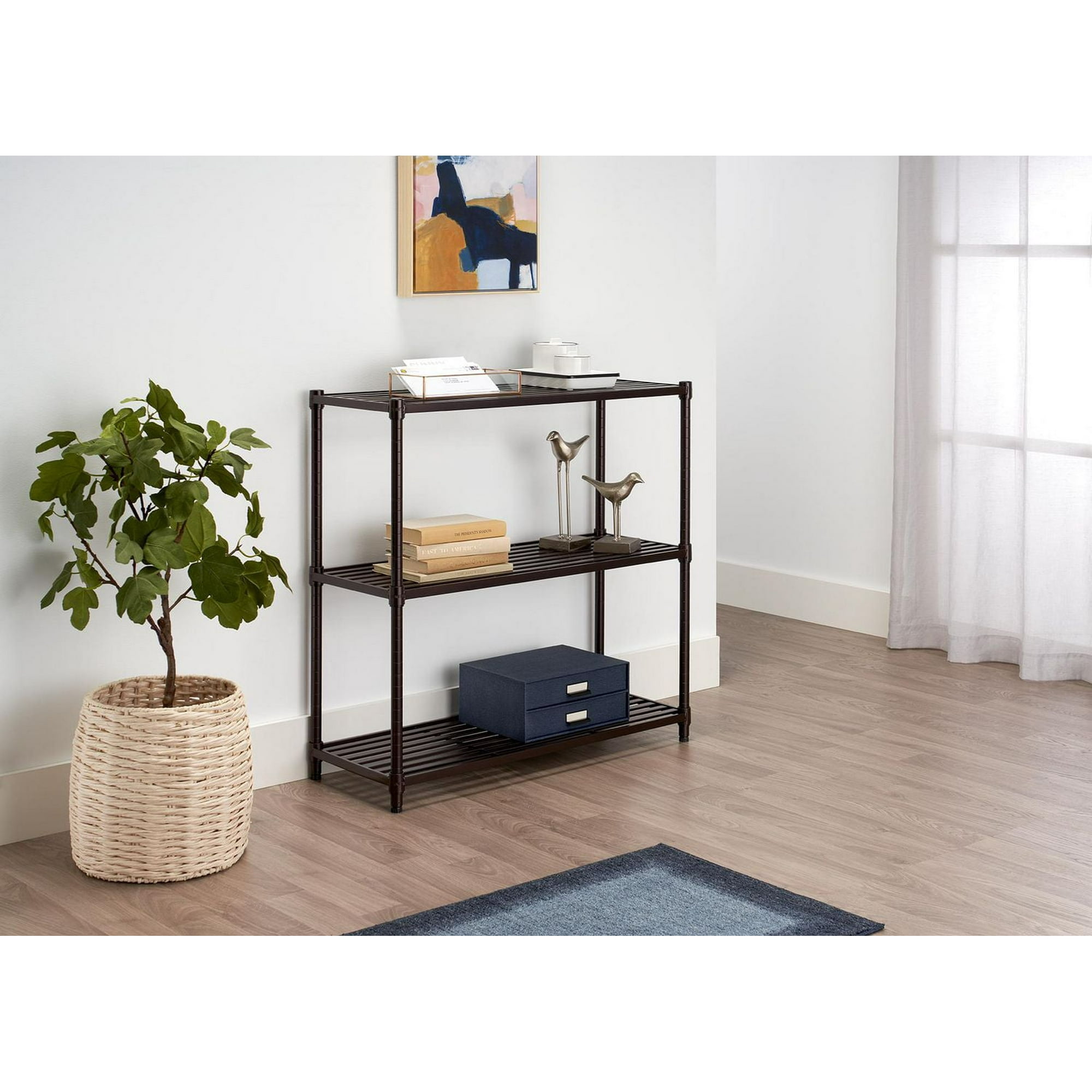 Click here for Trinity 3-Tier Slat Shelving Rack 36 X 14 X 35 Dar... prices