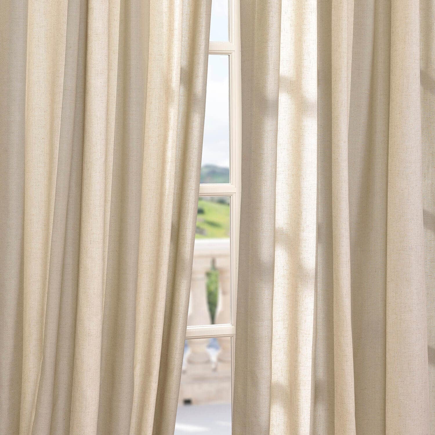 Del Mar Stone Linen Blend Stripe Curtain (1 Panel), Del Mar Stone, 50W ...