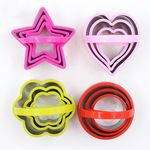 12 Piece Cookie Cutter Set with Handle, Heart Cookie Cutters, Circle ...