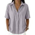Cotton Linen Tops for Women Light Blue XL - 2026 Summer Gauze Shirts ...