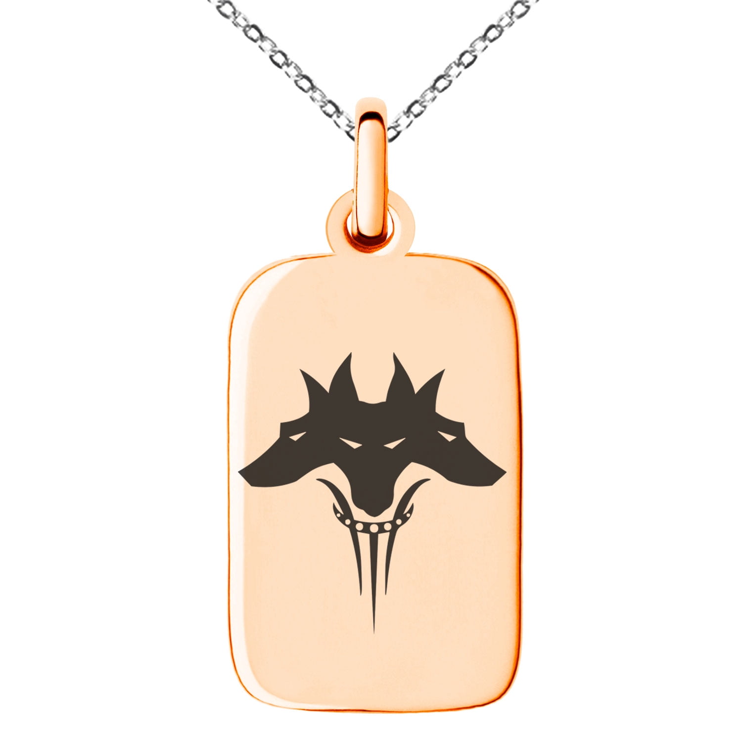 Stainless Steel Greek Mythology Cerberus Engraved Small Rectangle Dog ...
