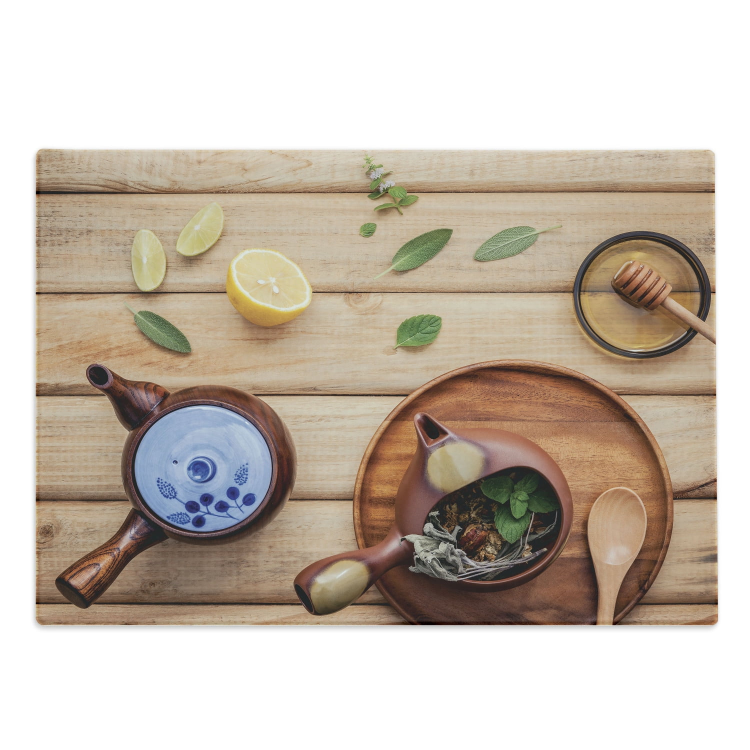 Tea Party Cutting Board, Herbal Tea Pot with Fresh Herbs Sage ...