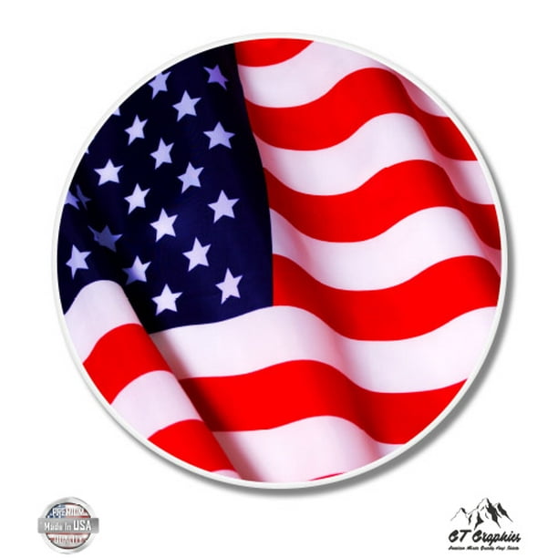 USA Flag Circle - 3" Vinyl Sticker - For Car Laptop I-Pad Phone Helmet ...