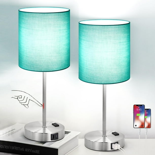XINQIHANG [Upgraded] Set of 2 Touch Table Lamps with USB & AC Outlets ...