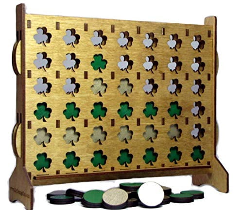 Orange Kat Shamrock Tablero de madera 4 en fila - Viaje - Juego ...