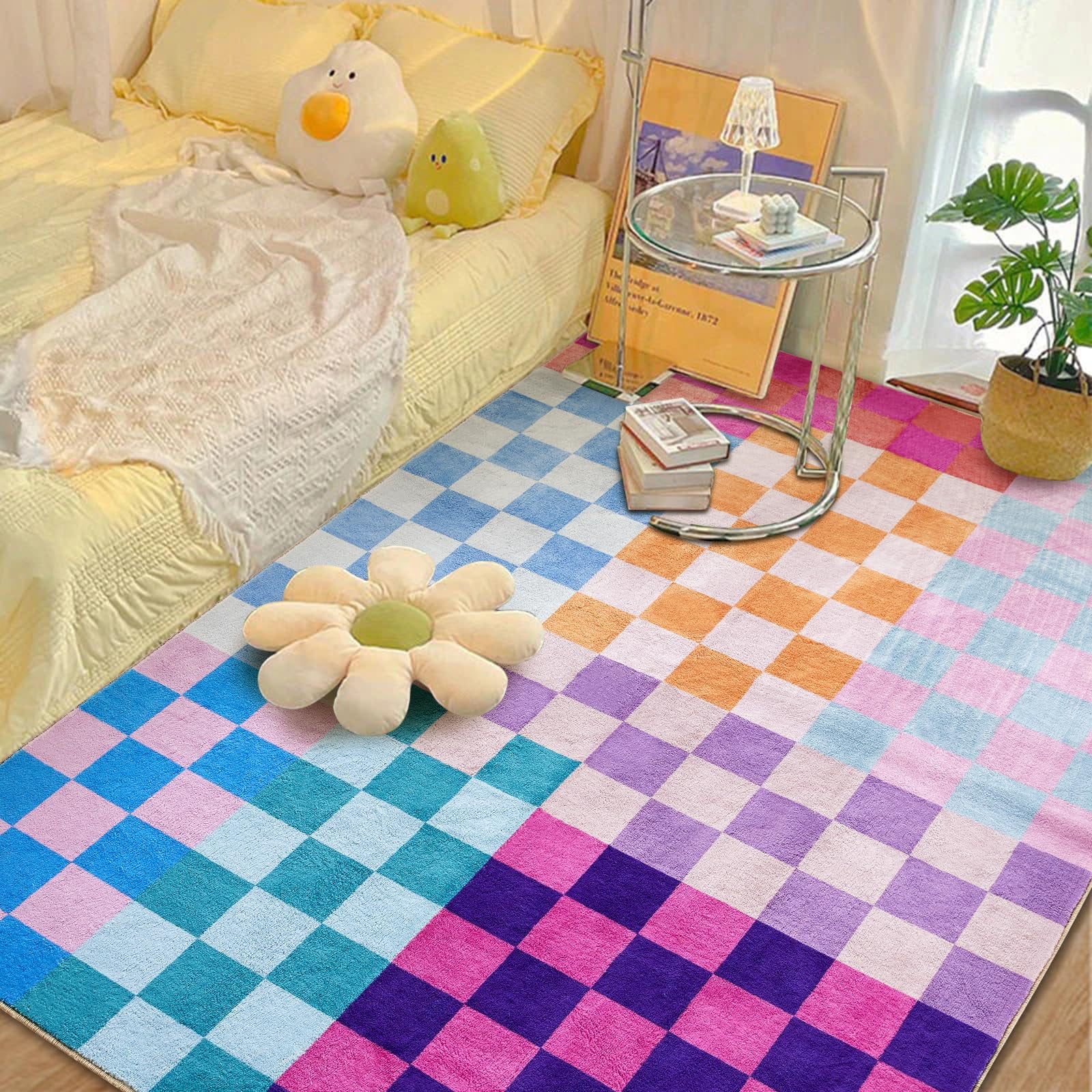 Click here for Roomtalks Multicolored Checkerboard Washable Rug 5... prices