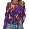 Fgvctg Mardi Gras Womens Fall Tops Dressy Casual Crewneck Long Sleeve ...