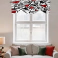 Abstract Lines Tie Up Valance Curtains Black Gray Red Triangle ...
