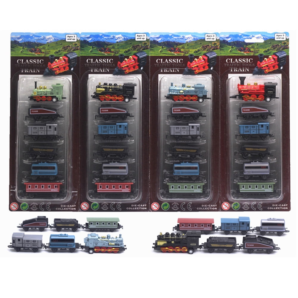 Buy Shulemin 6 in 1 Diecast Steam Train Locomotive Carriage Pull Back ...