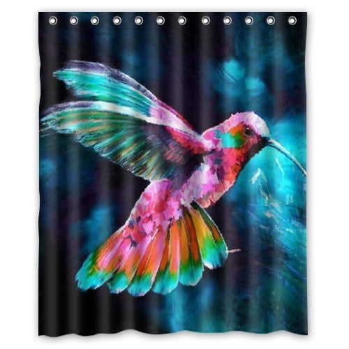 Greendecor Hummingbird Waterproof Shower Curtain Set With Hooks