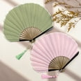 Foldable Cotton Linen Shell Fan with Wood Frame Small hand Fan Cooling ...