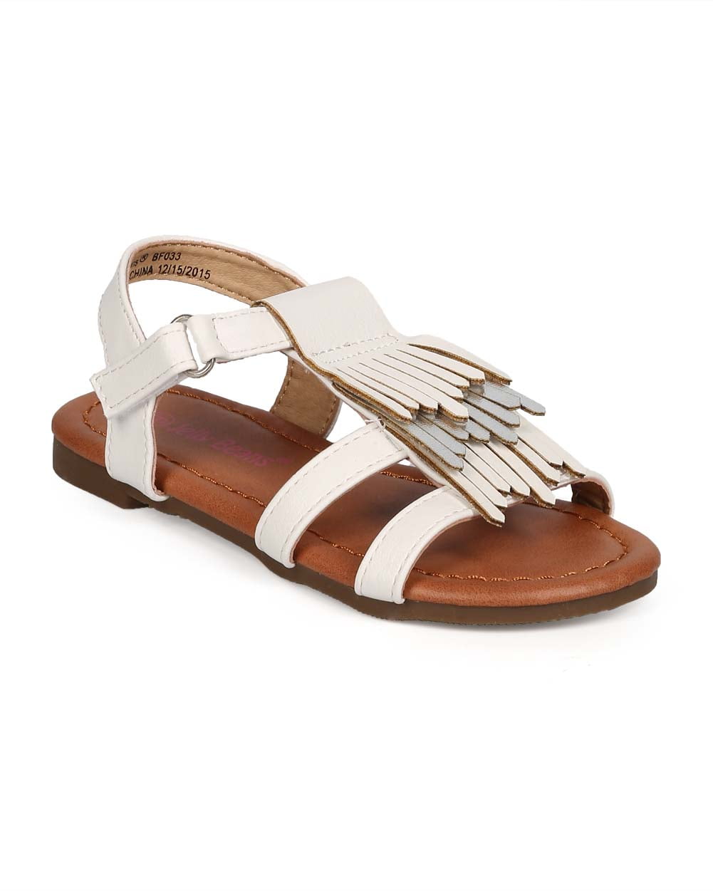 New Girl Jelly Beans Line Leatherette Open Toe Fringe hook and loop ...