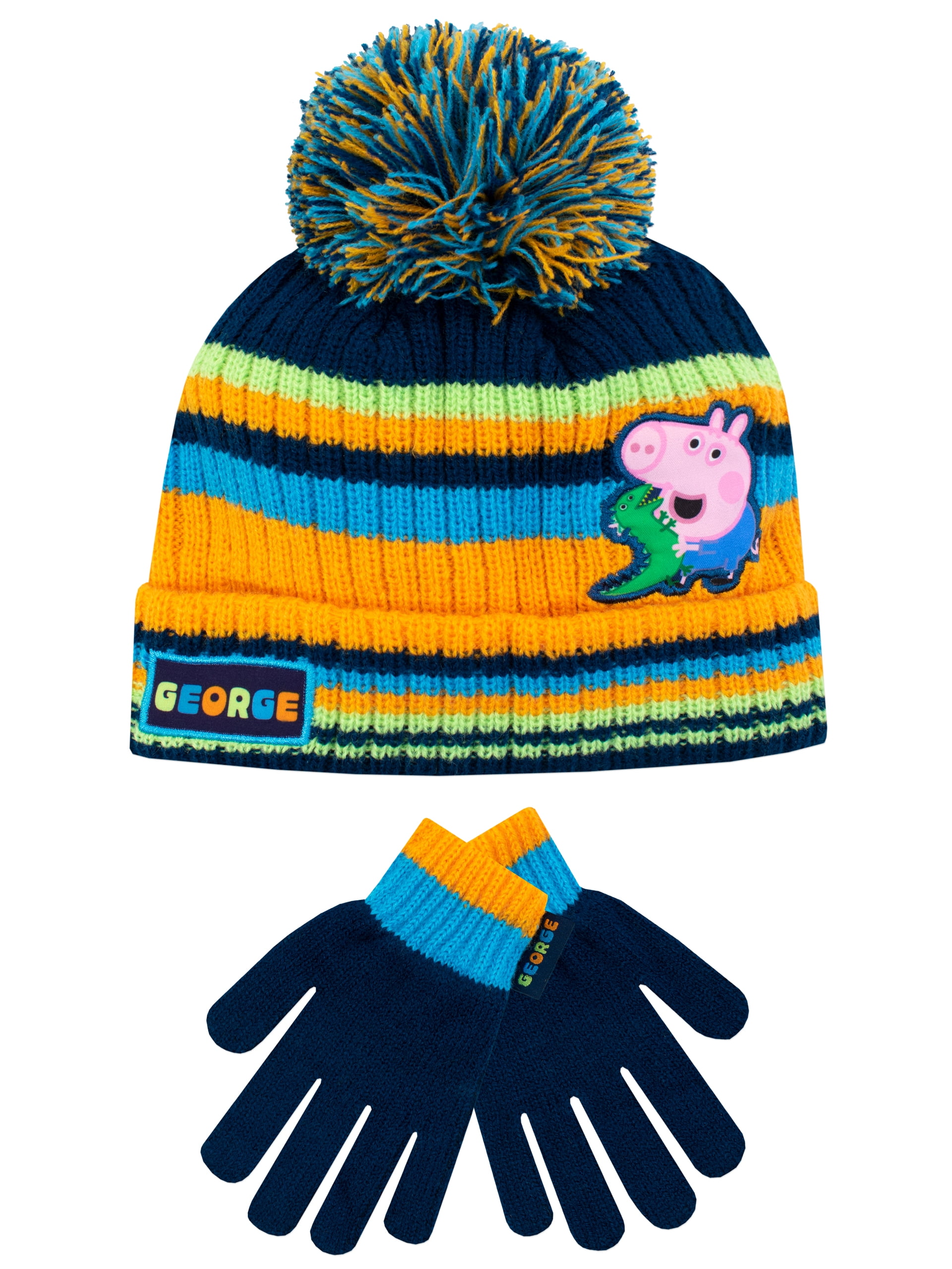 Peppa Pig Boys George Pig Hat and Gloves Winter Set - Walmart.com