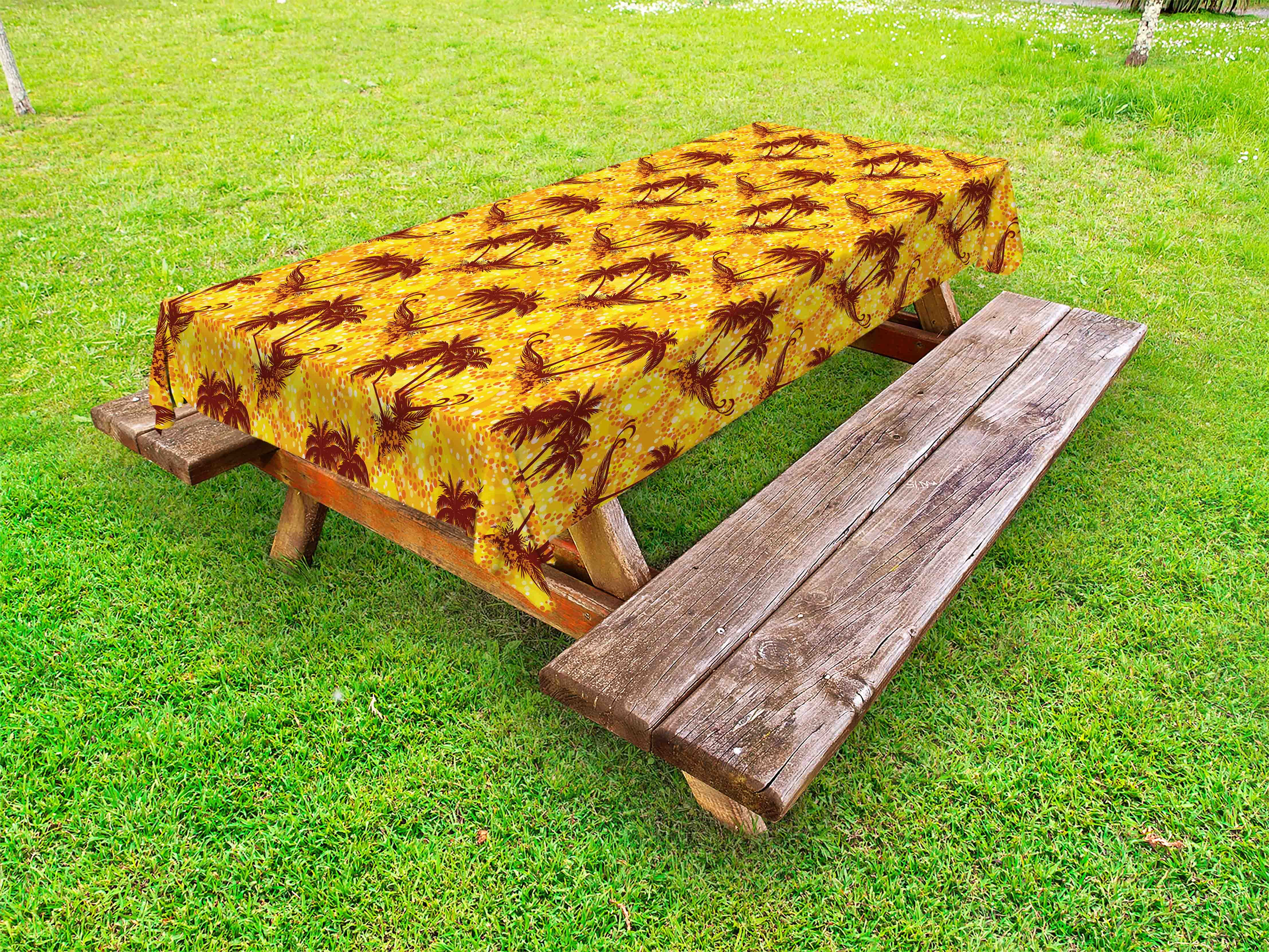 Hawaiian Outdoor Tablecloth, Ocean Sea Island Themed Pattern with Palm ...