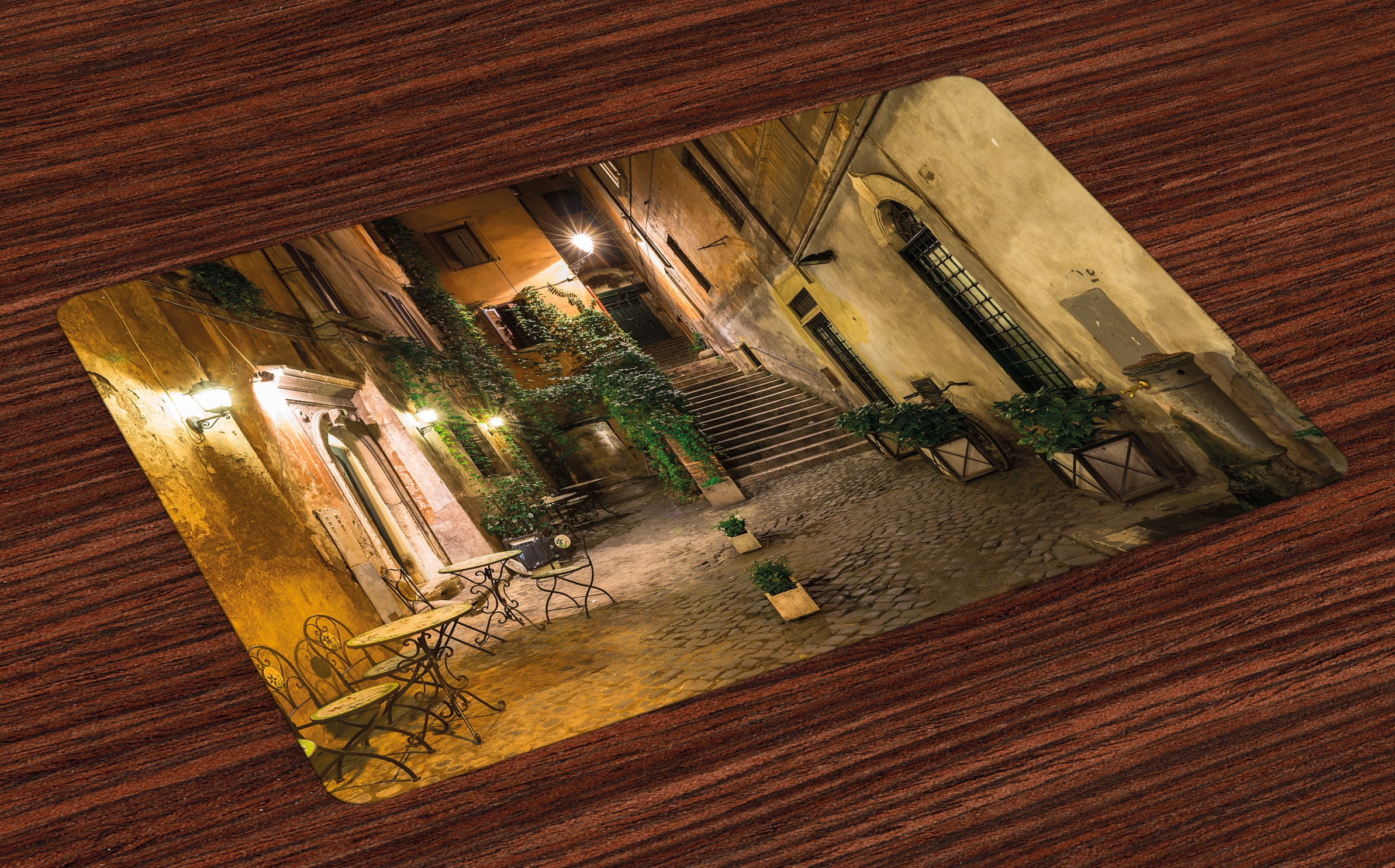 Italian Placemats Set of 4 Old Courtyard Rome Italy Cafe Chairs City ...