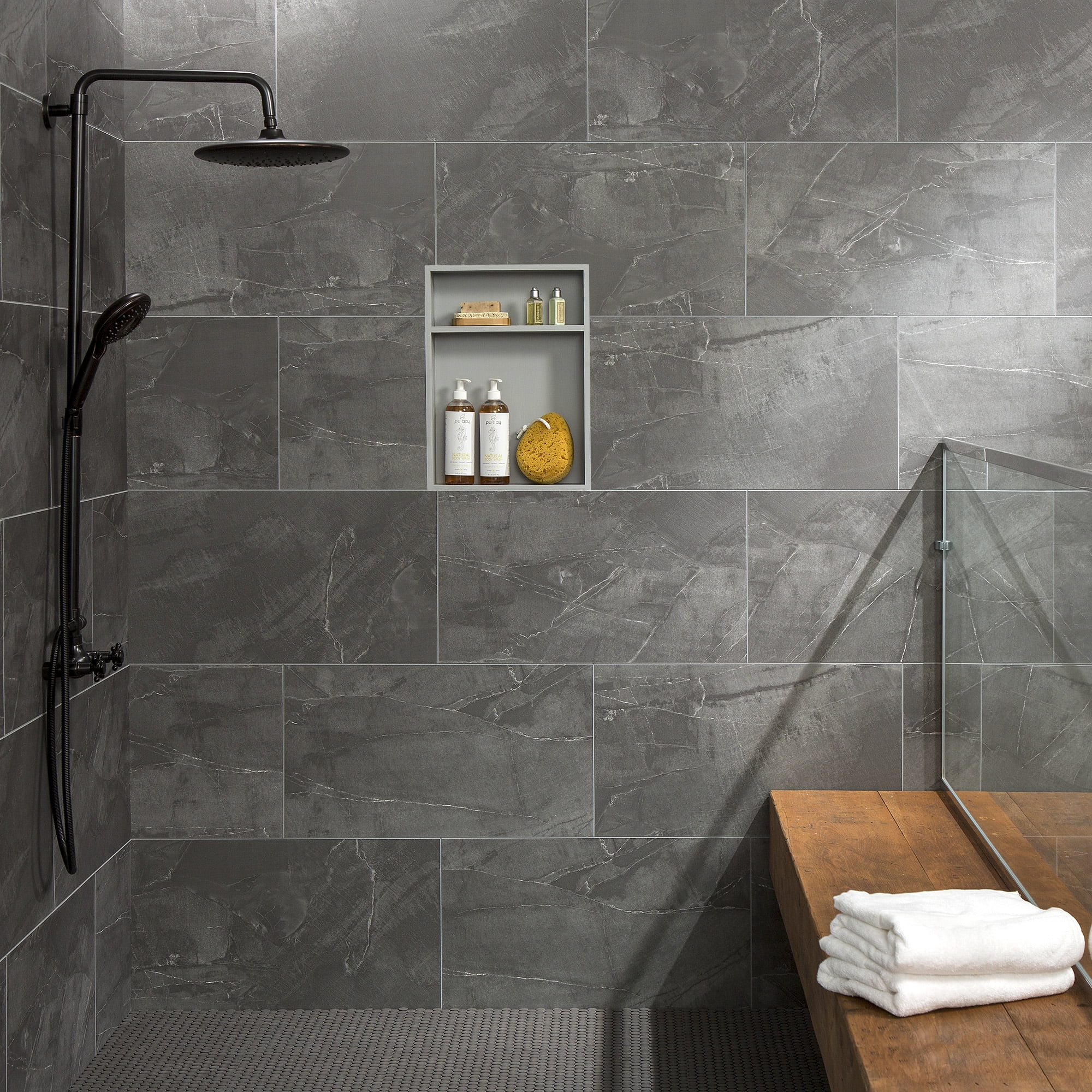 Black Slate Tile Shower