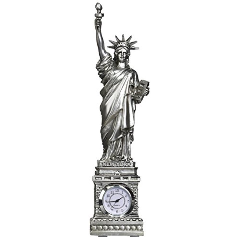 Silver Statue of Liberty Clock 10 " Figurine; New York City Clocks and ...