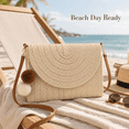 Straw Woven Crossbody Bag Square Crochet Clutch Purse with Concentric ...