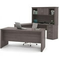 Atlin Designs Modern Wood U Shape Computer Desk with Hutch in Bark Gray ...