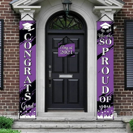3 Pieces 2021 Graduation Porch Sign Including Congrats Grad Door Banner ...