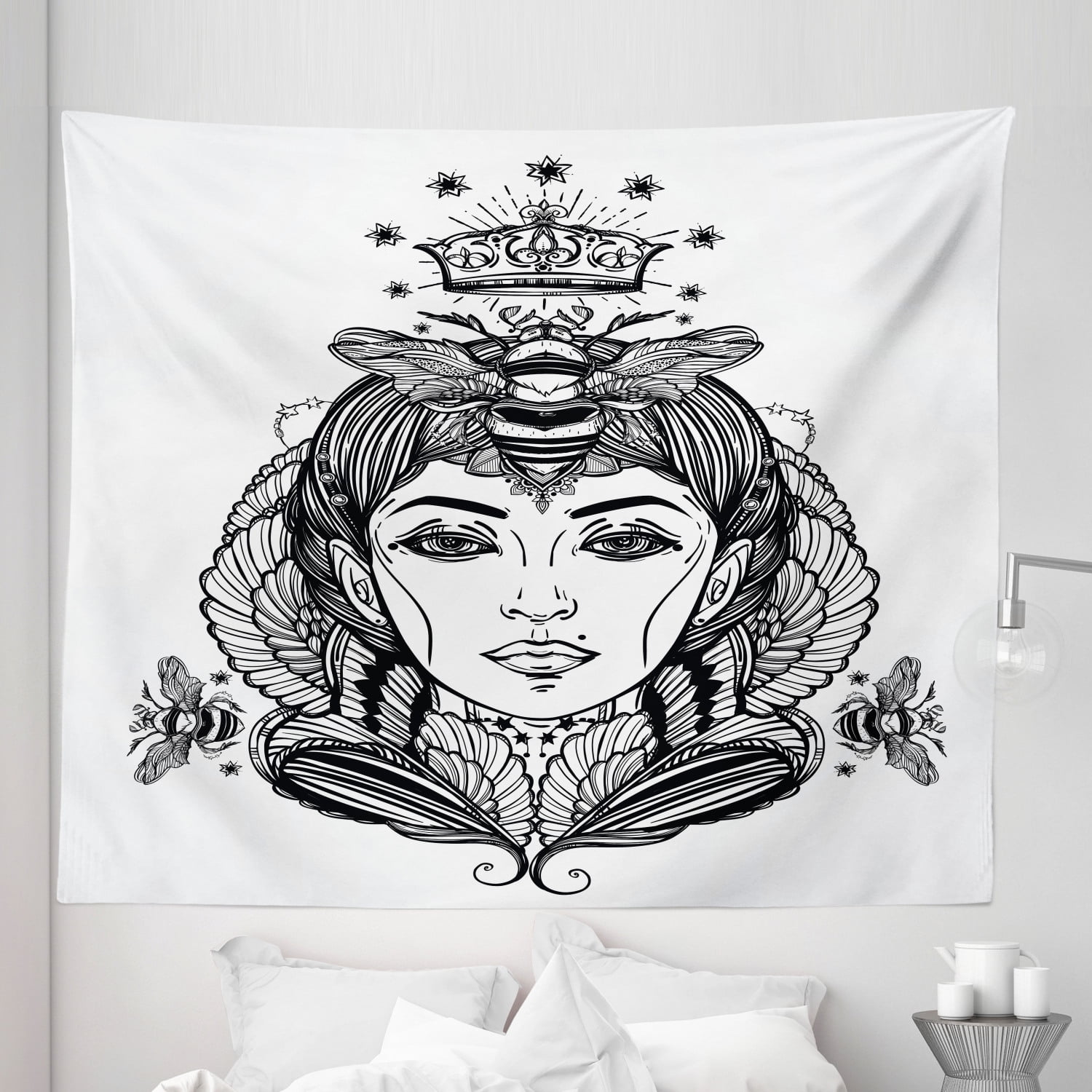 Queen Tapestry, Queen Bee Portrait Female Fantasy Folklore Art, Fabric ...