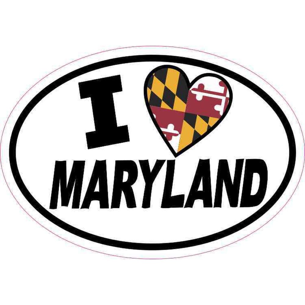 5inx3.5in Oval I Love Maryland Sticker Vinyl Car Cup Luggage Flag ...