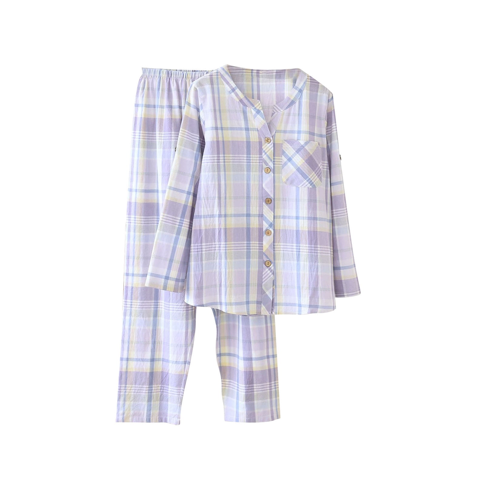 Click here for Cfhntfmh Womens Pajamas Set Cotton Long Sleeve But... prices