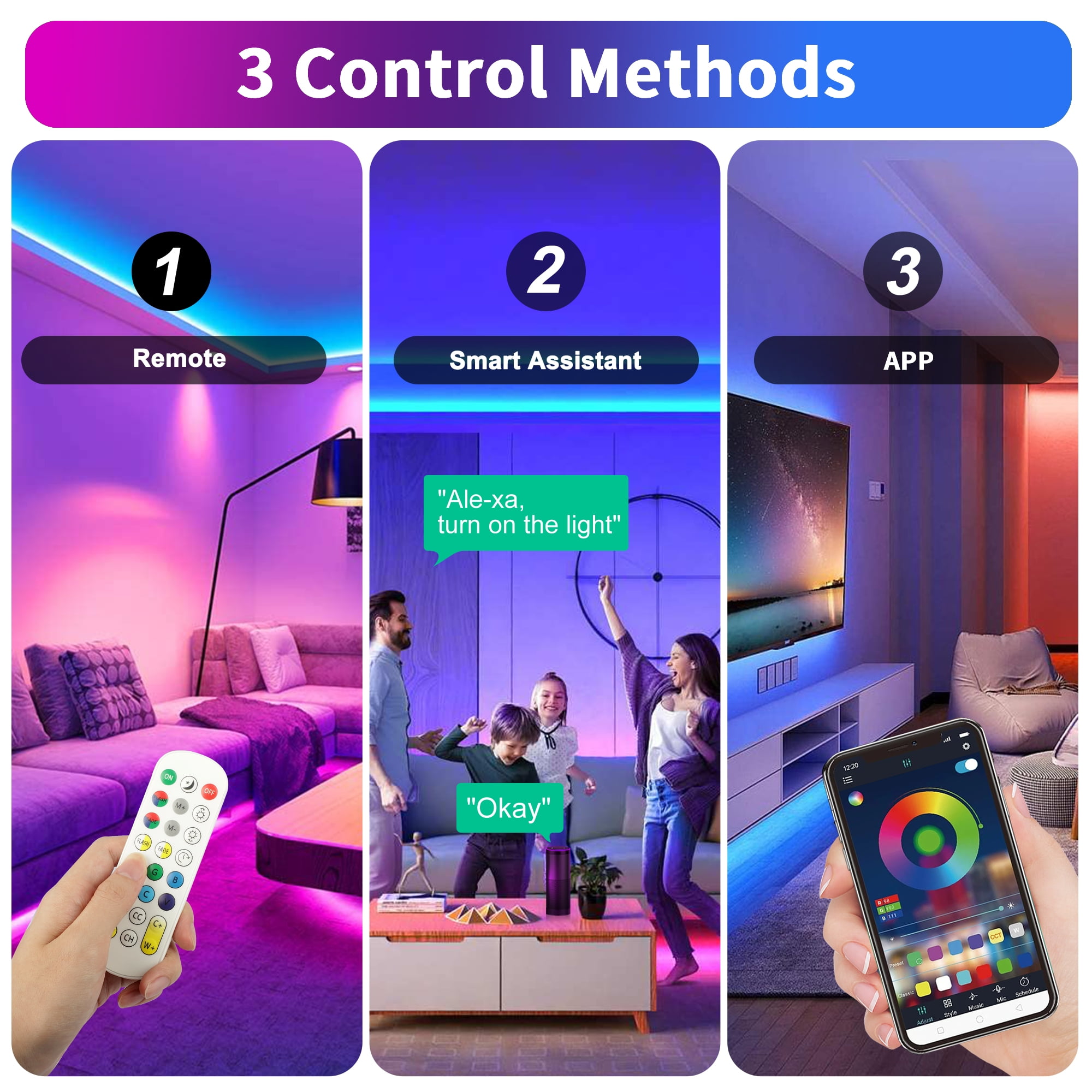 EEEkit 50ft Multi-color LED Strip Lights with Remote Nepal | Ubuy